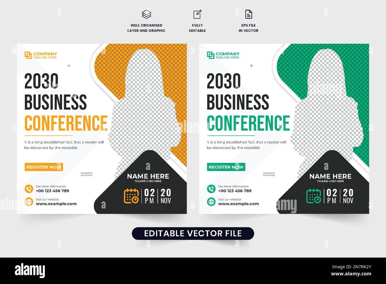 Online business conference and webinar social media post vector with ...