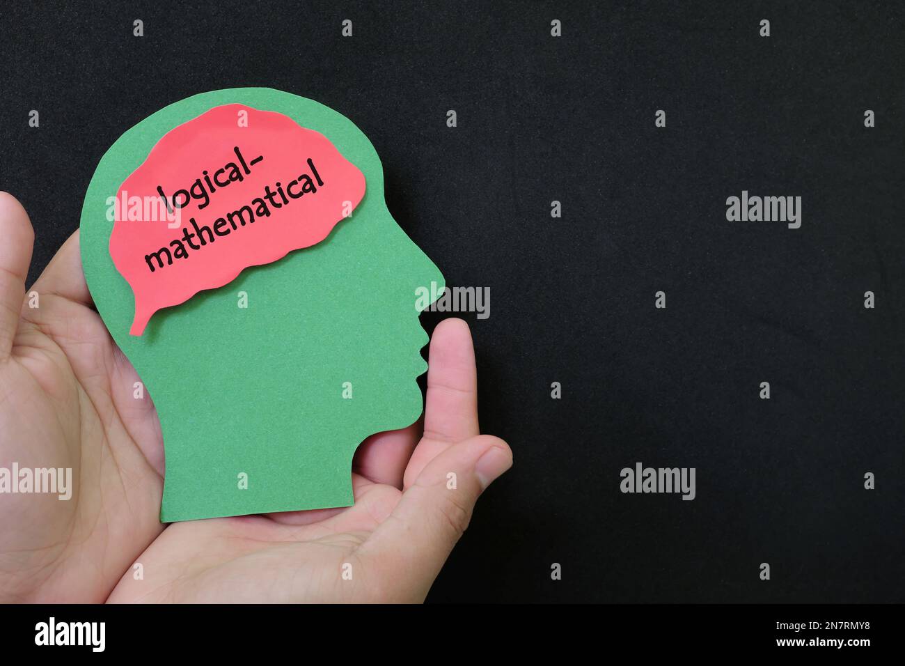 Logical mathematical intelligence in psychology concept. Hand holding ...