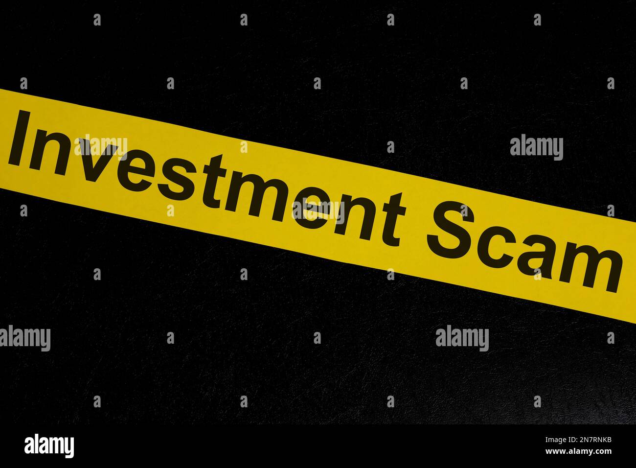 Investment scam and fraud alert, caution and warning concept. Yellow ...