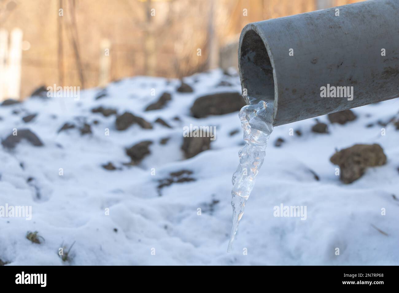 Frozen Beauty: Close-Up of Ice Cubes Formed from Chimney's Flow Stock ...