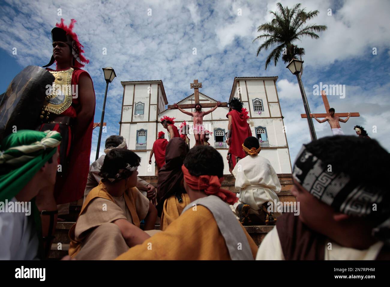 Parishioners take part in the traditional Good Friday reenactment of ...
