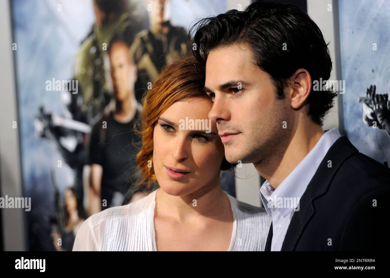 Rumer Willis, left, poses with boyfriend Jayson Blair at the Los ...