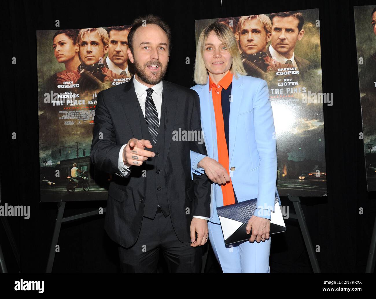Director Derek Cianfrance and wife Shannon attend the premiere of Focus ...