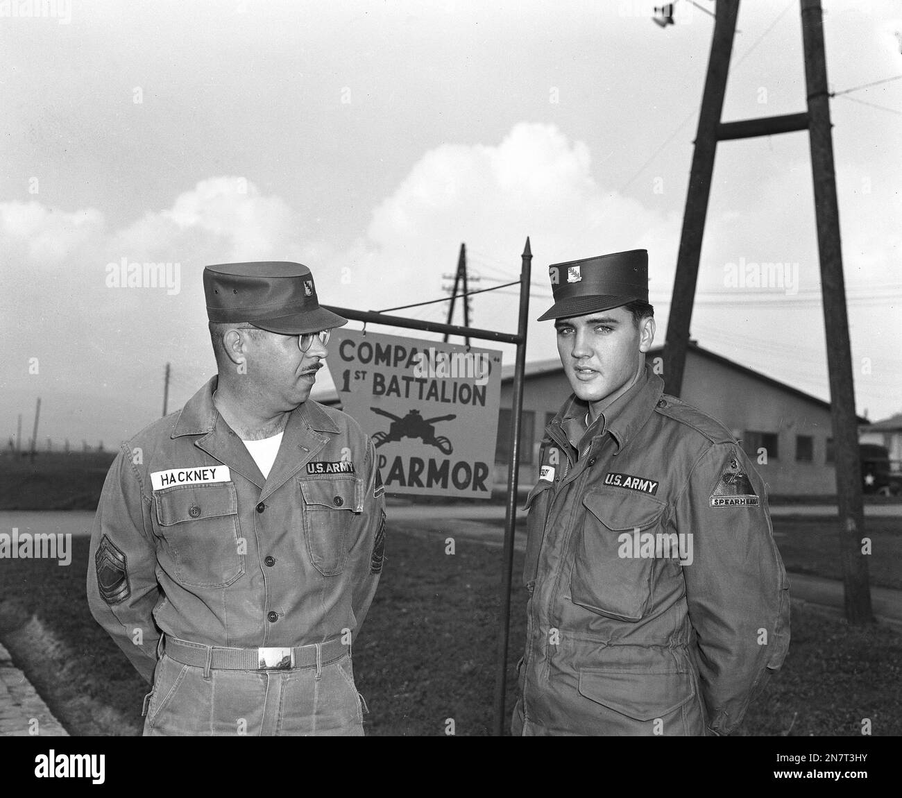 Elvis Presley, the American rock and roll singer-turned soldier, poses ...