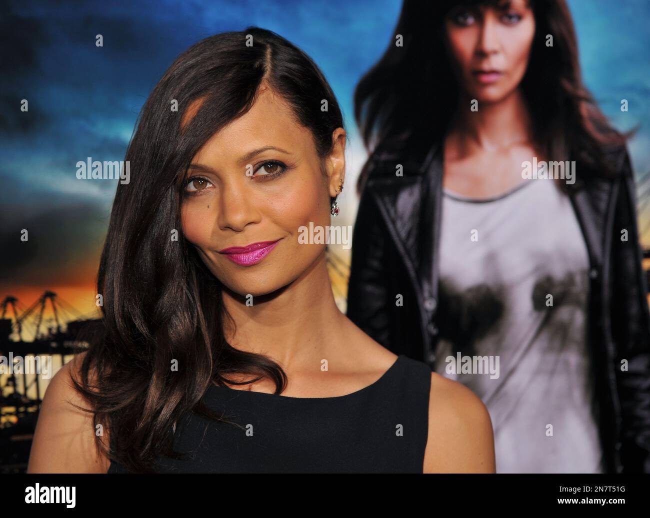 Thandie Newton, a cast member in "Rogue," poses at the Los Angeles ...