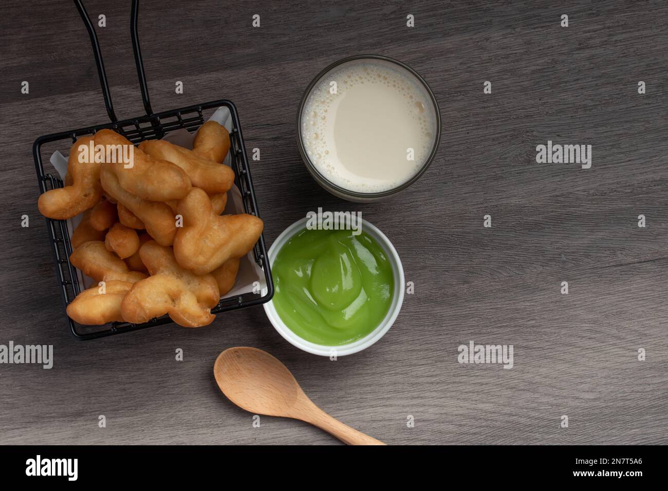 deep fried dough stick. Patongo soy milk, pandan custard.Breakfast ...