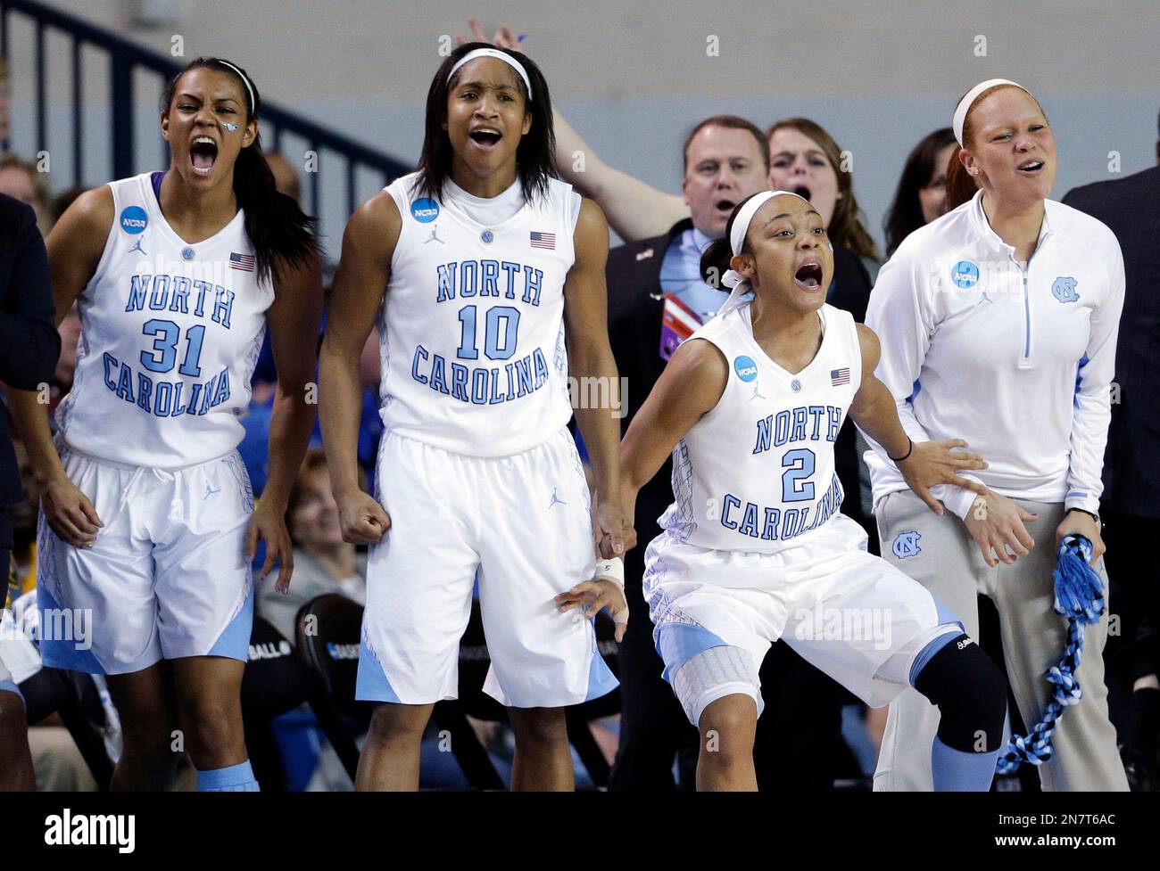North Carolina's Erika Johnson, from left, Danielle Butts, Latifah ...