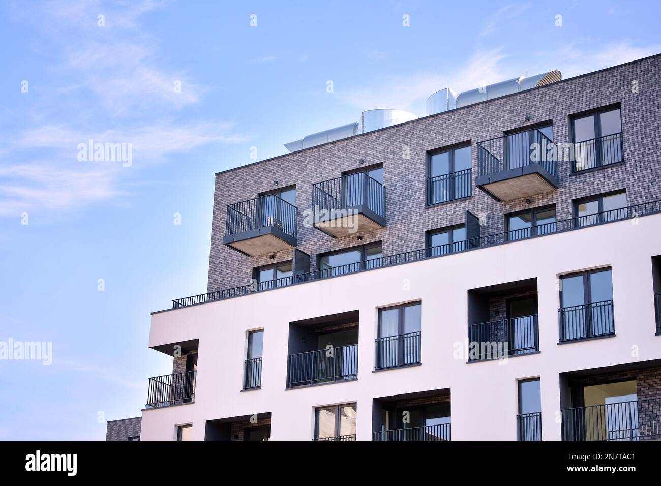 Modern architecture building facade with balconies. New apartments ...