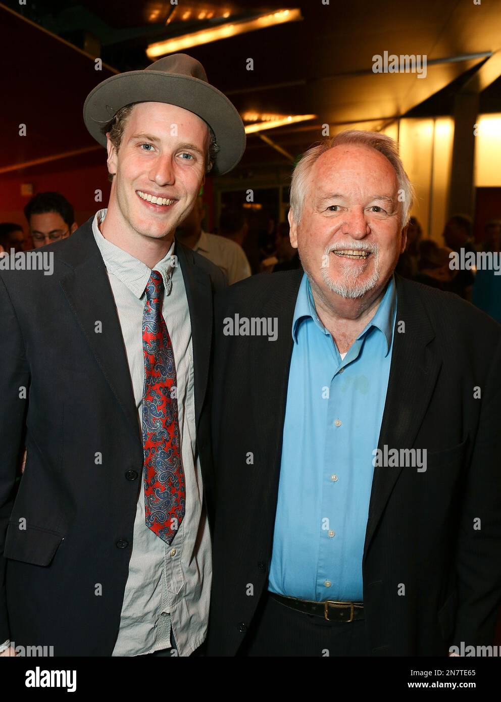 From left, cast members Adam Haas Hunter and Dakin Matthews pose during ...