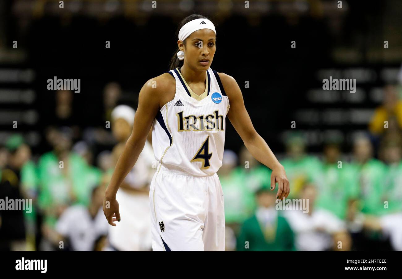 Notre Dame guard Skylar Diggins looks on during the first half of a ...