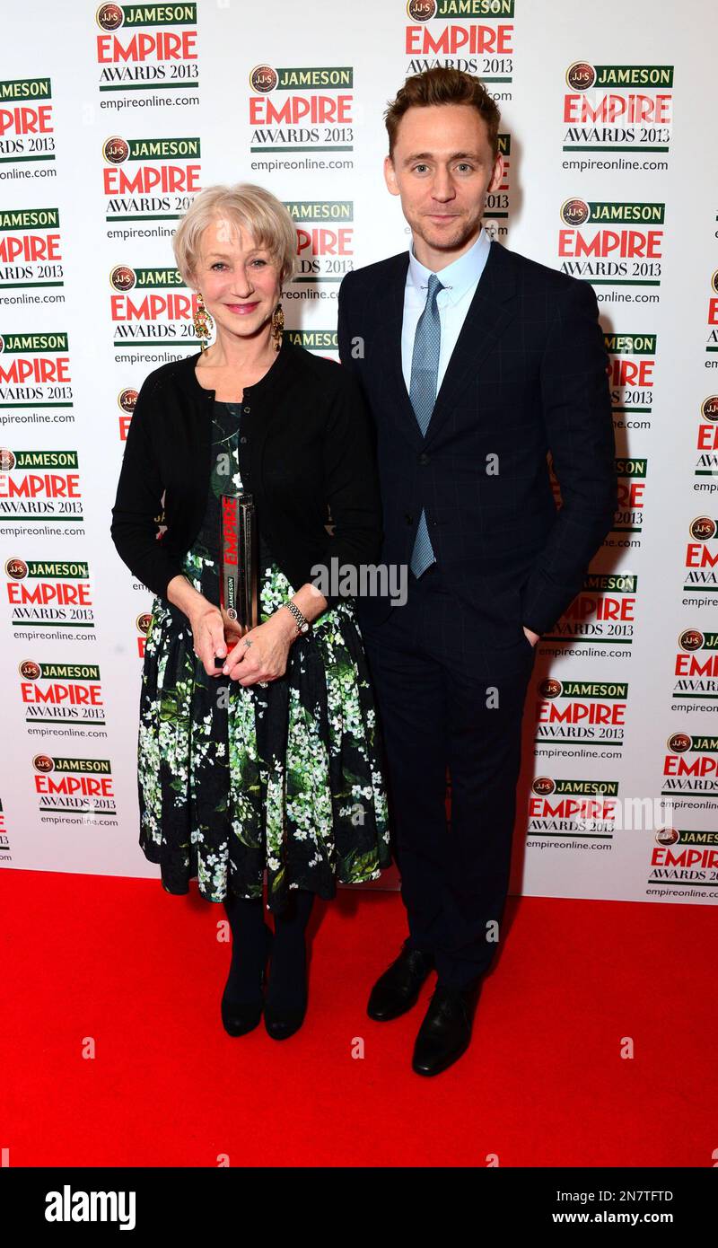 Helen Mirren, winner of Empire Icon Award and Tom Hiddleston seen at ...