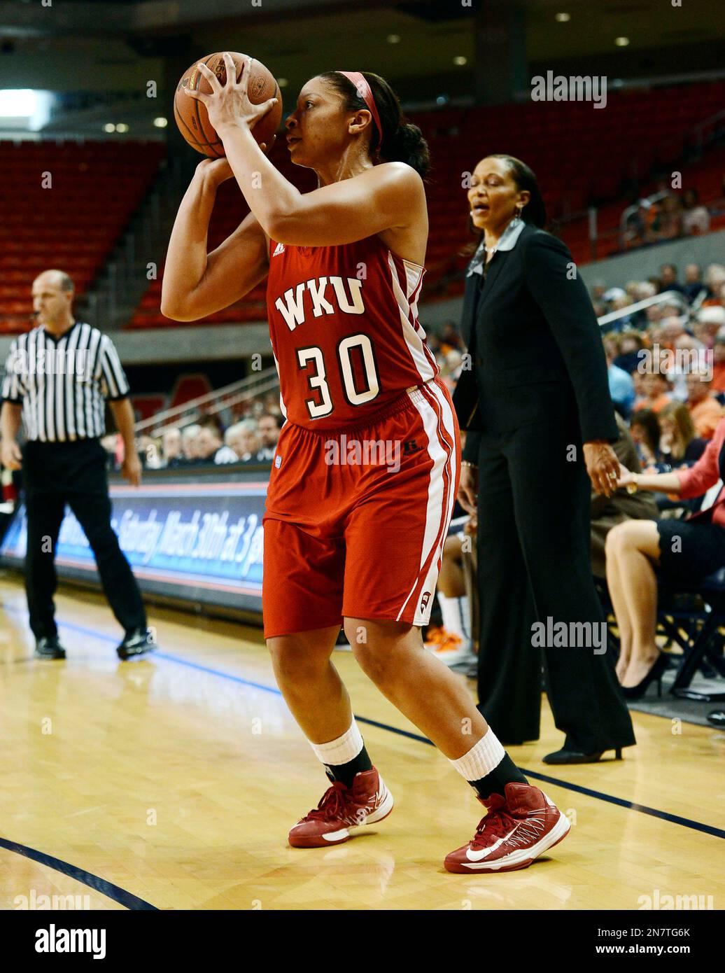 Western Kentucky's Chastity Gooch shoots against Auburn in the first ...
