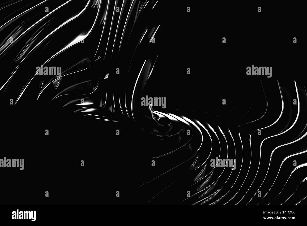 3D illustration, black gradient waves from lines and interlacing ...