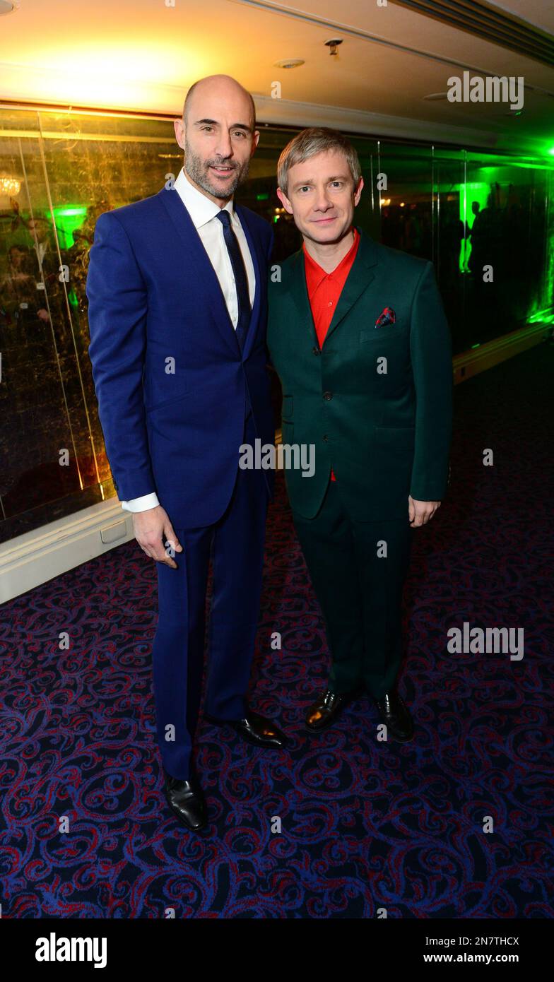 Britain's Mark Strong and Martin Freeman arrive at the Jameson Empire ...