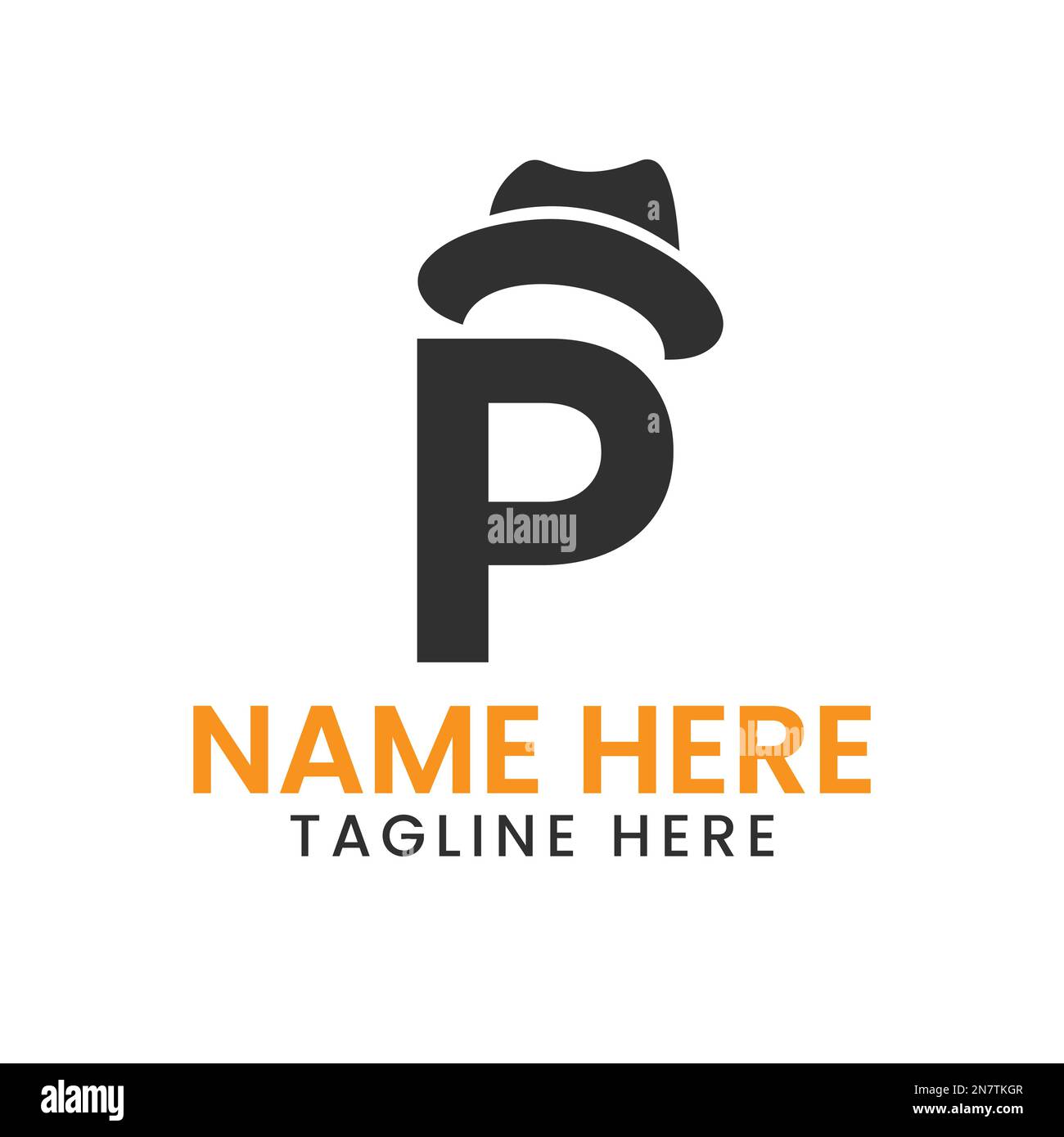 Letter P Gentlemen Hat Logo Design Concept With Cowboy Hat Icon ...