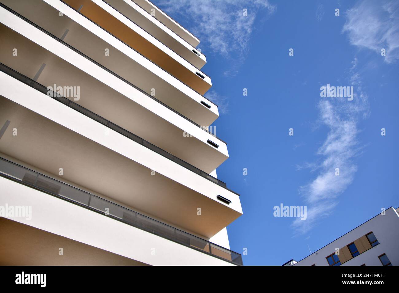 Modern residential building on a sunny day. Apartment house Stock Photo ...