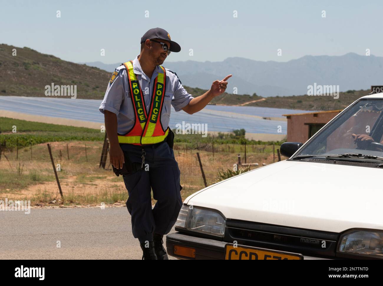 Western Cape, South Africa, 2023 SAPS South African police officer on a ...