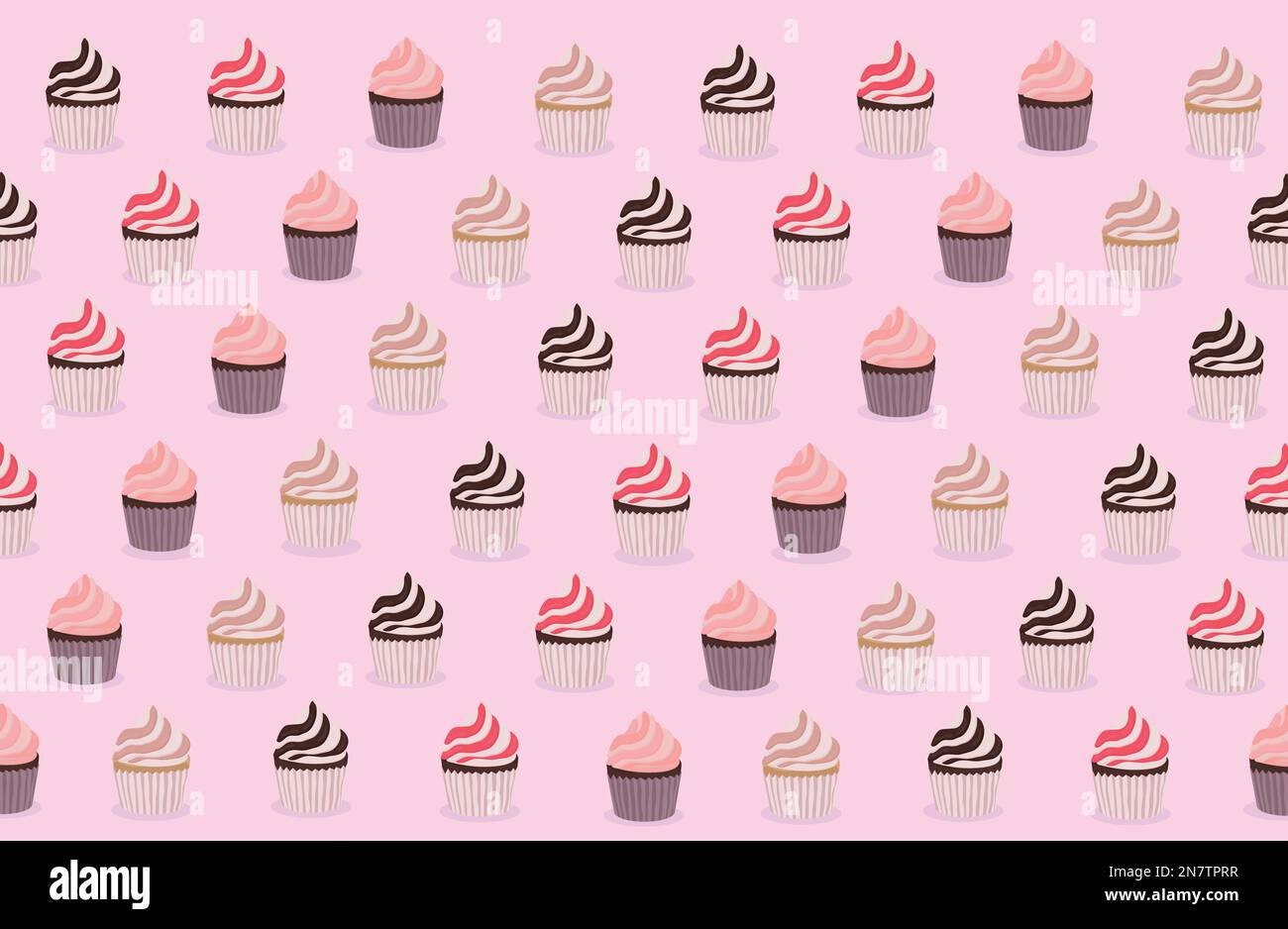 a set of cupcakes of different colors and flavors vector illustration holiday sweets pattern ...