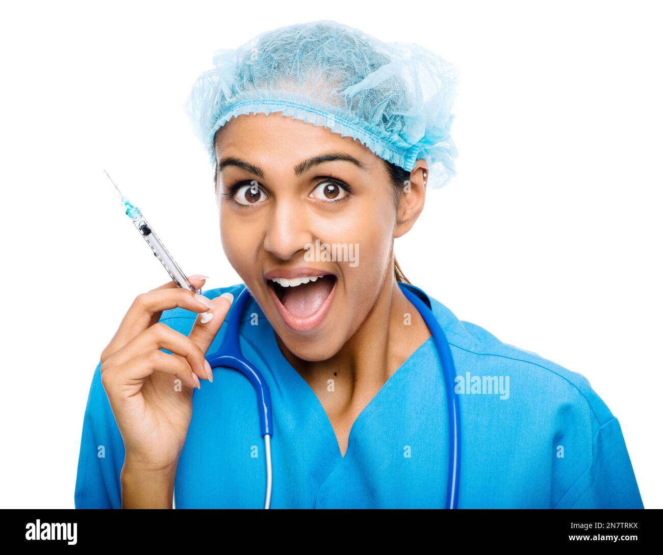Its just a little pinch. a young female doctor ready to give an ...