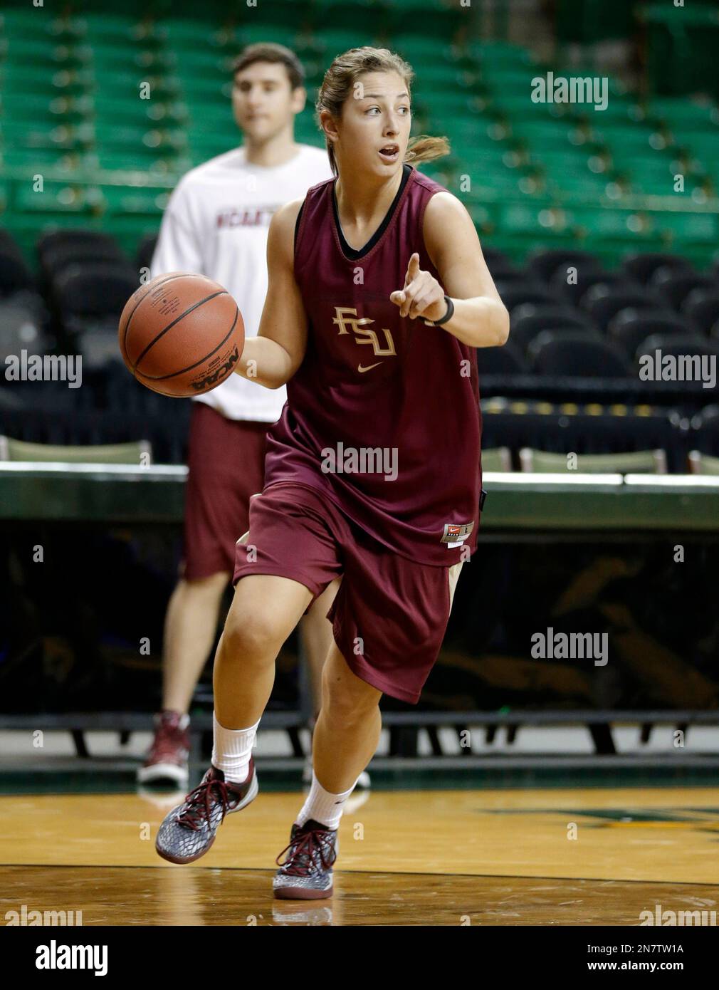 Florida State guard Leonor Rodriguez runs drills during practice for a ...