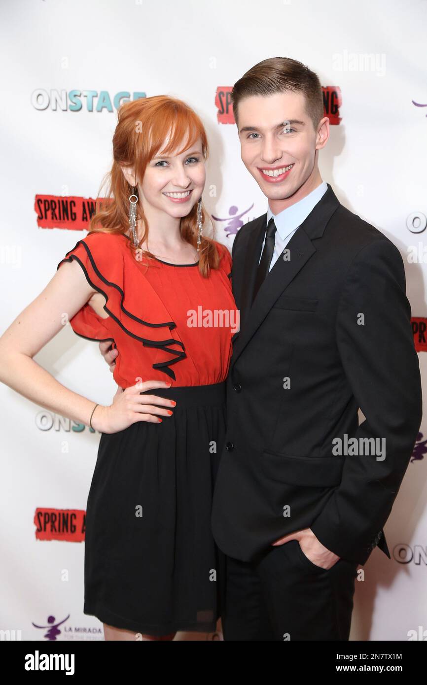 From left, actress Mary Kate Wiles and cast member Christopher Higgins ...