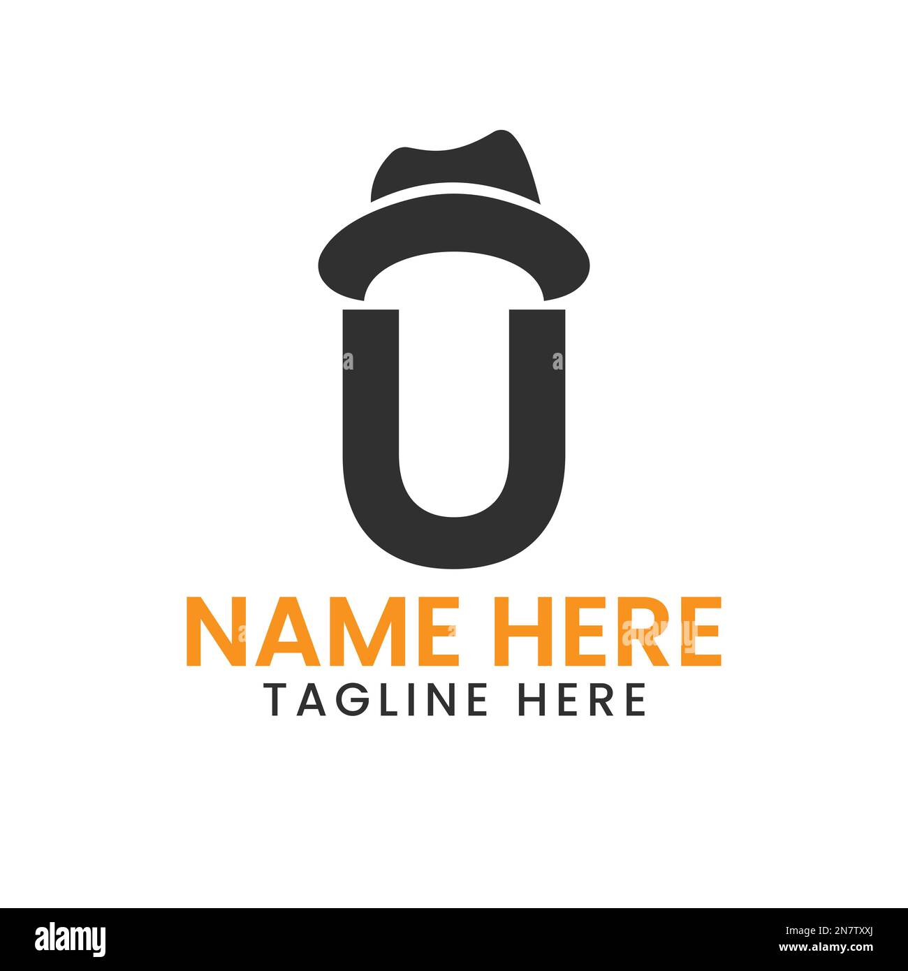 Letter U Gentlemen Hat Logo Design Concept With Cowboy Hat Icon ...