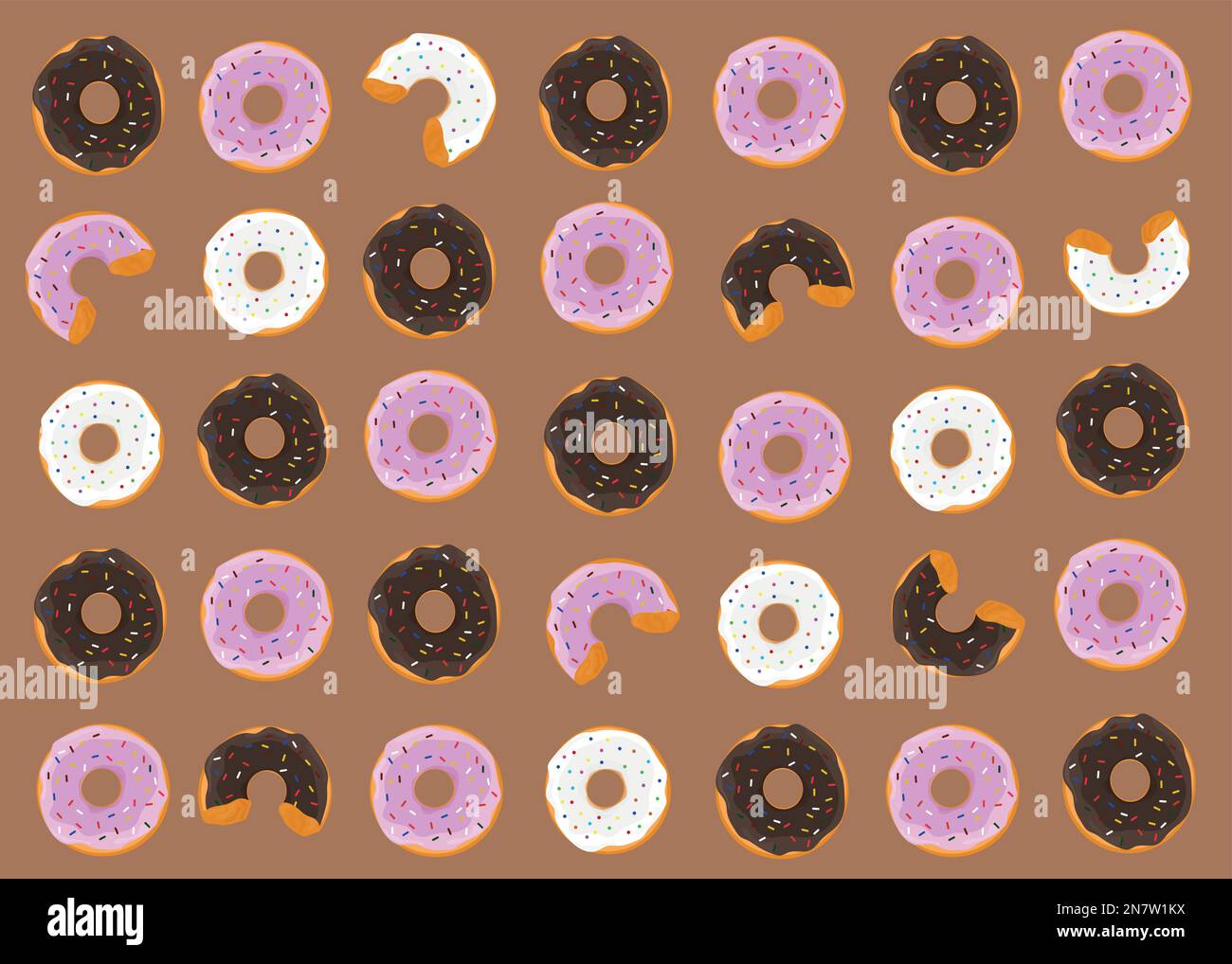 a multi-colored donuts with icing and white pink chocolate sprinkles ...