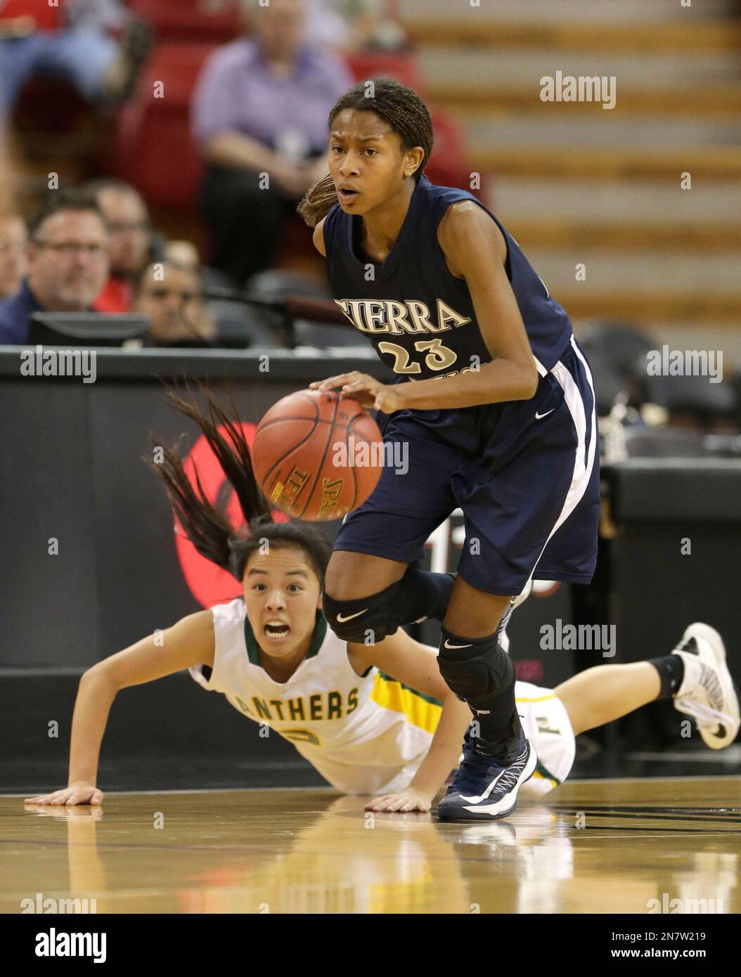 Zoe Goss, from Sierra Canyon, of Chatsworth, steals the ball from ...