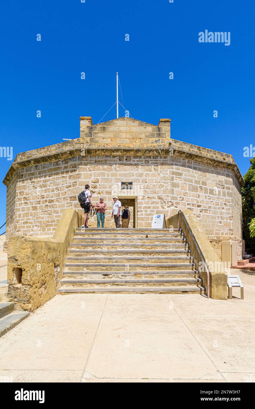 Tourists outside the historic Fremantle Roundhouse, Fremantle, Western ...