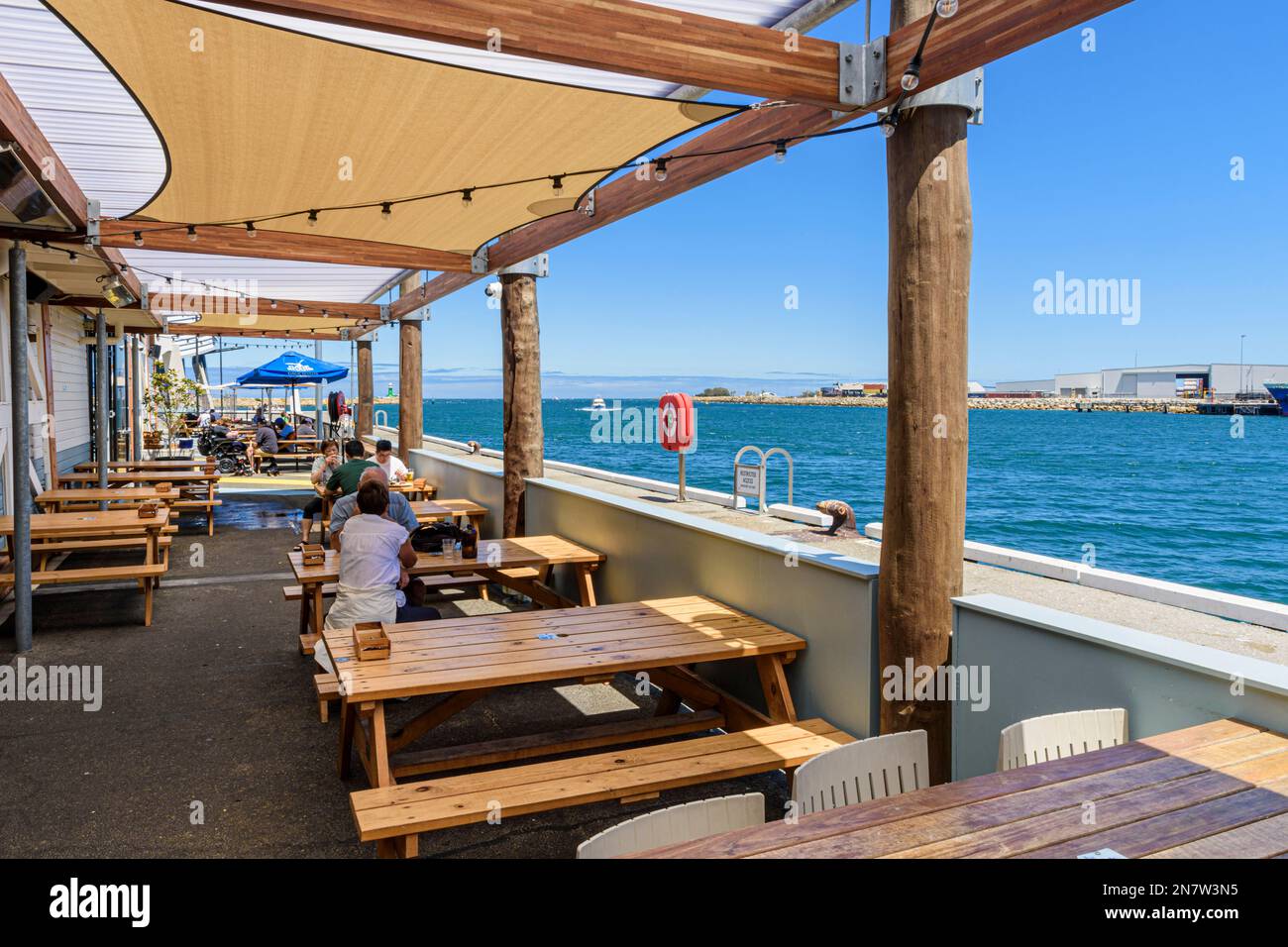 Harbour views from the deck of Gage Roads Freo Brewery, at the port of ...