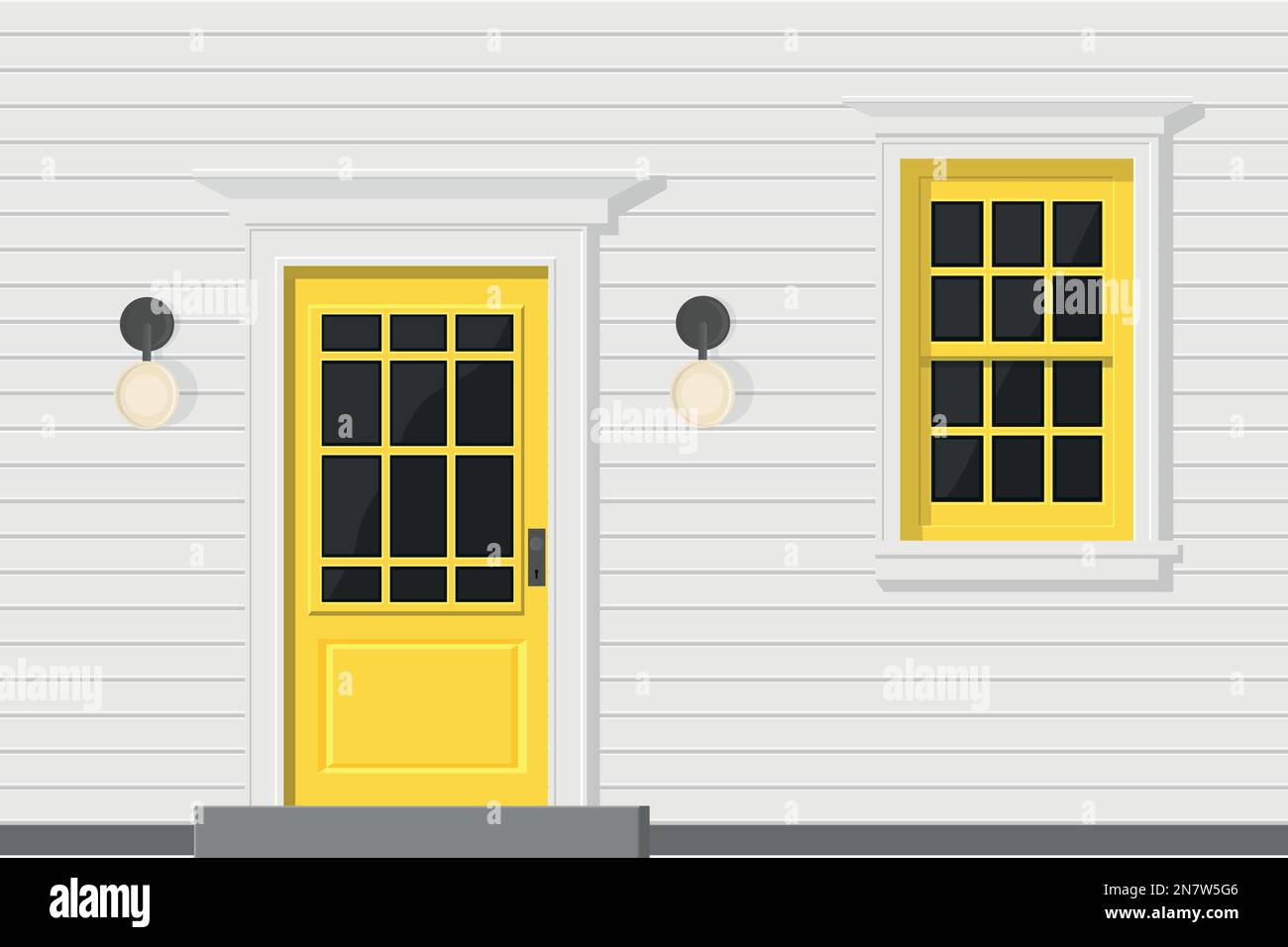 Yellow facade wall window Stock Vector Images - Alamy