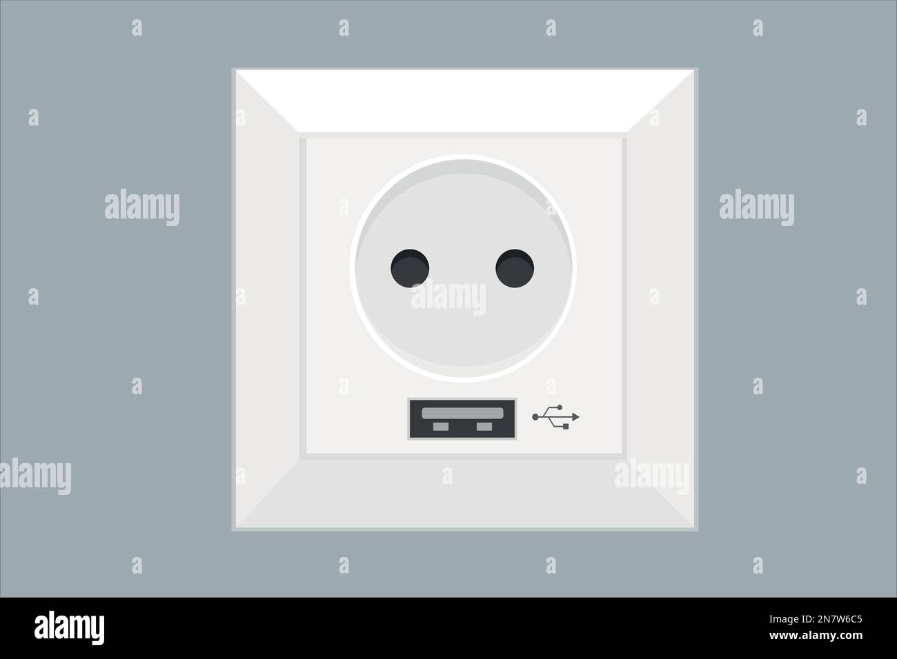 an electrical outlet with usb input white color on the wall Stock ...