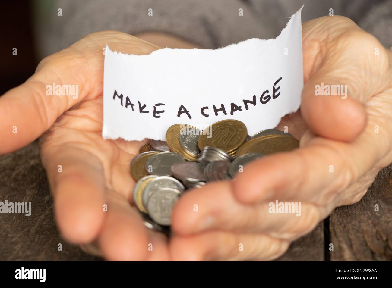 make changes written on a piece of paper embedded in the hand of an ...
