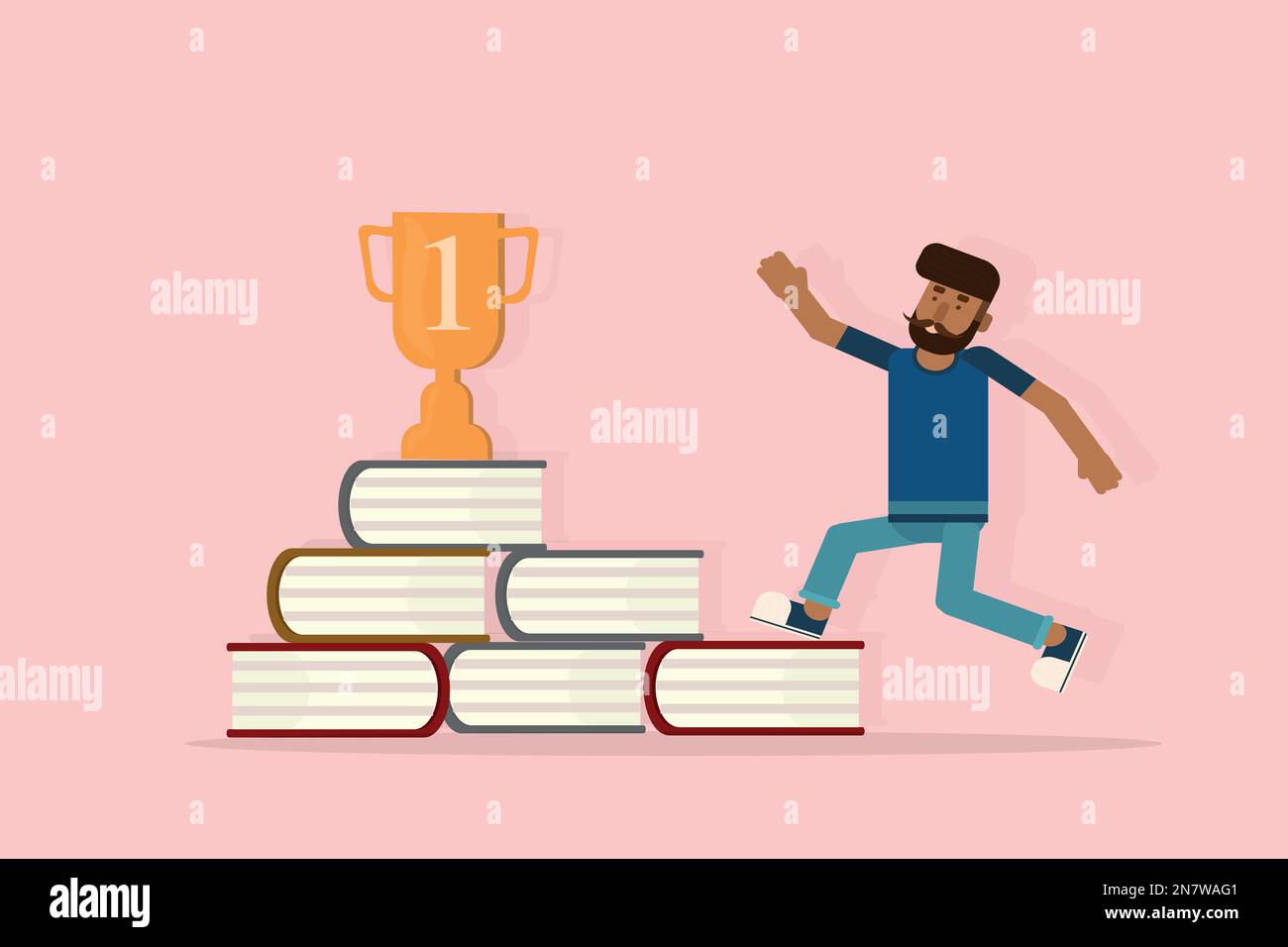 Education or knowledge steps success, learning or study for skill ...