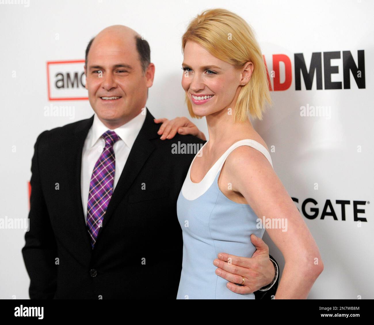 "Mad Men" creator Matthew Weiner poses with cast member January Jones ...