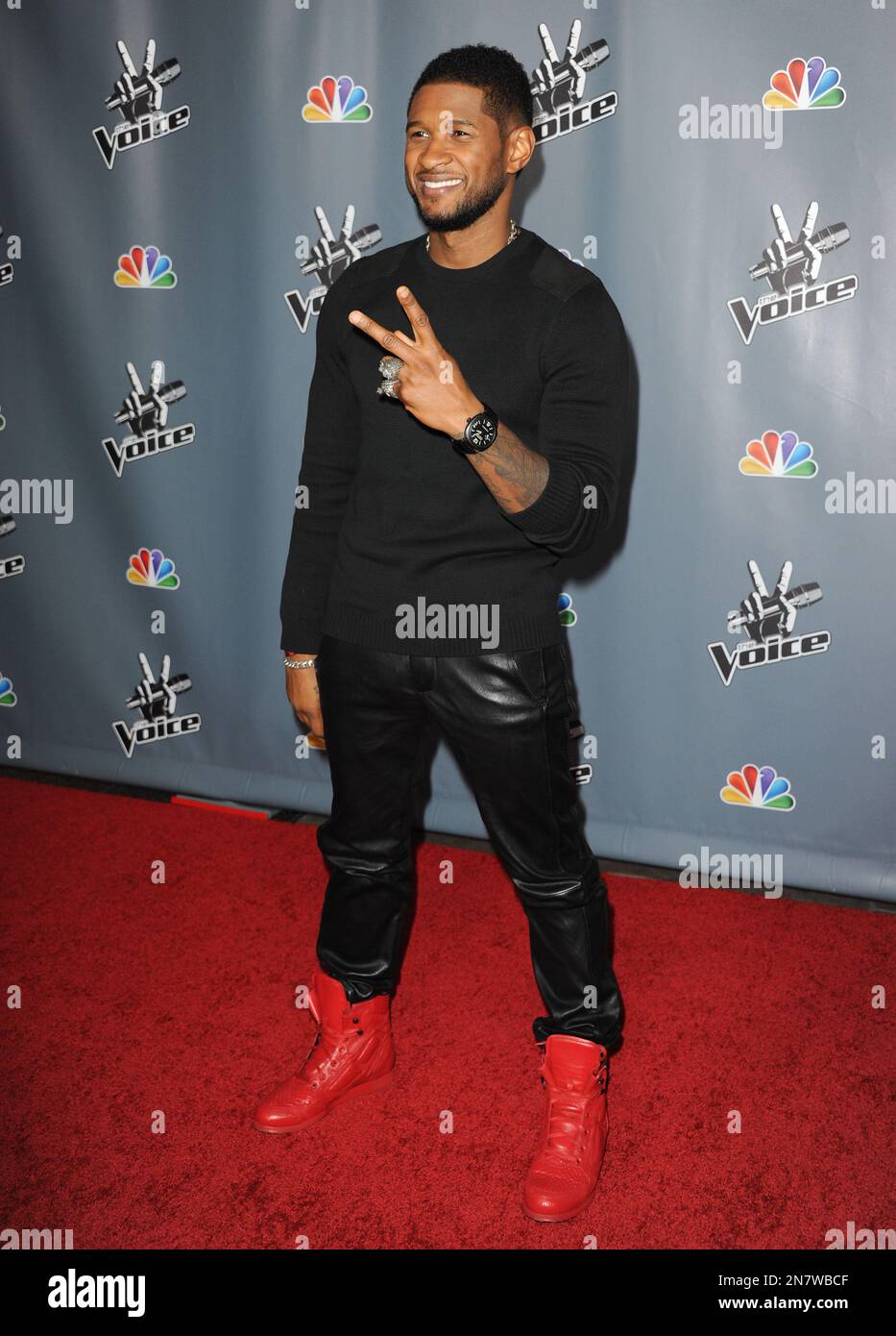 Usher arrives at the 4th season premiere screening of "The Voice" at ...
