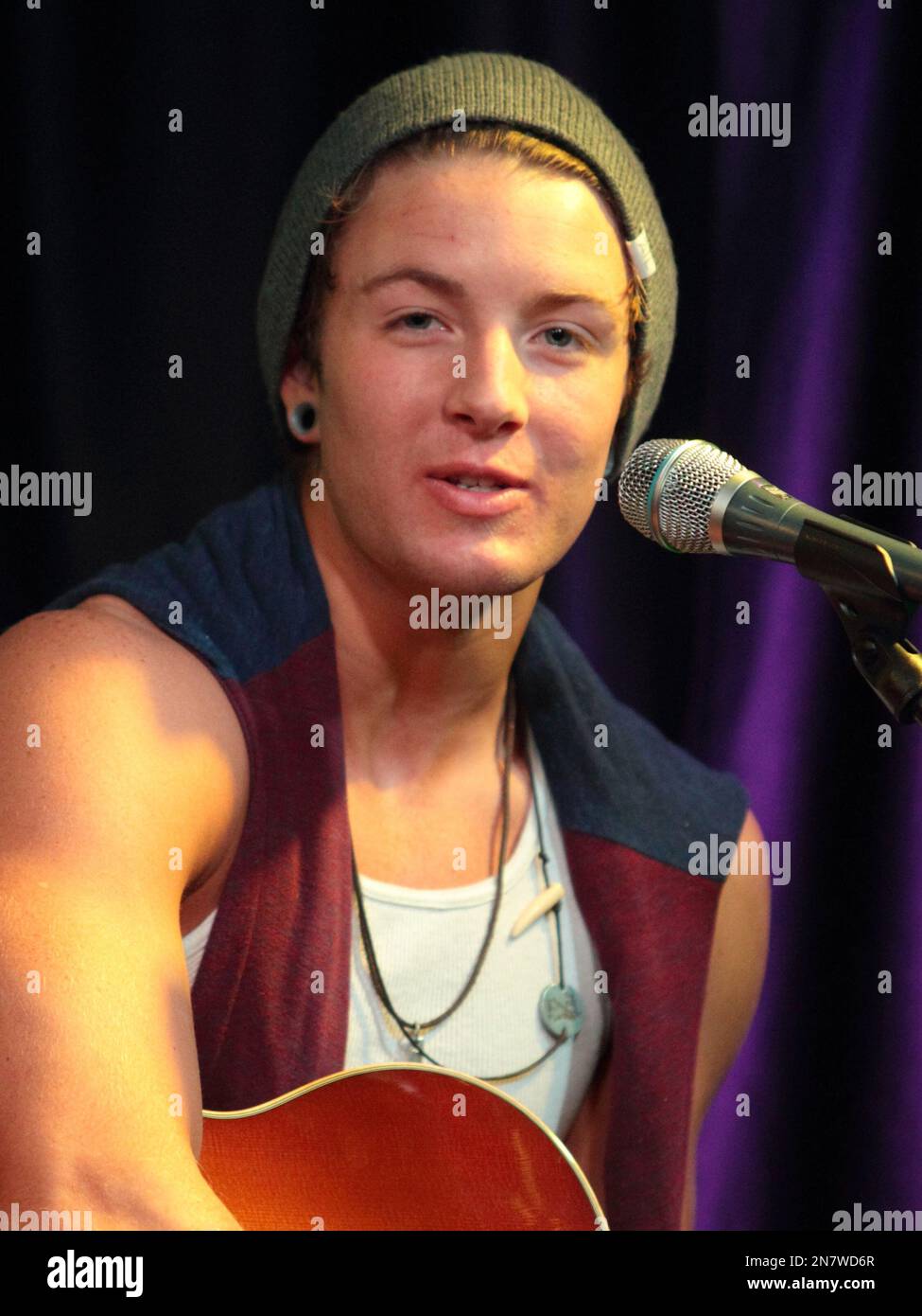 Drew Chadwick of the pop music band Emblem3 visits radio station Q102 ...
