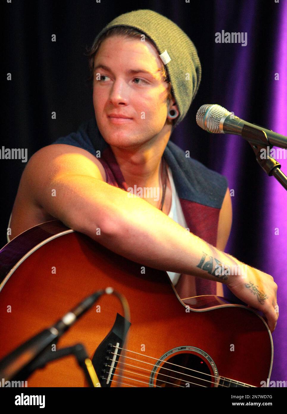 Drew Chadwick of the pop music band Emblem3 visits radio station Q102 ...