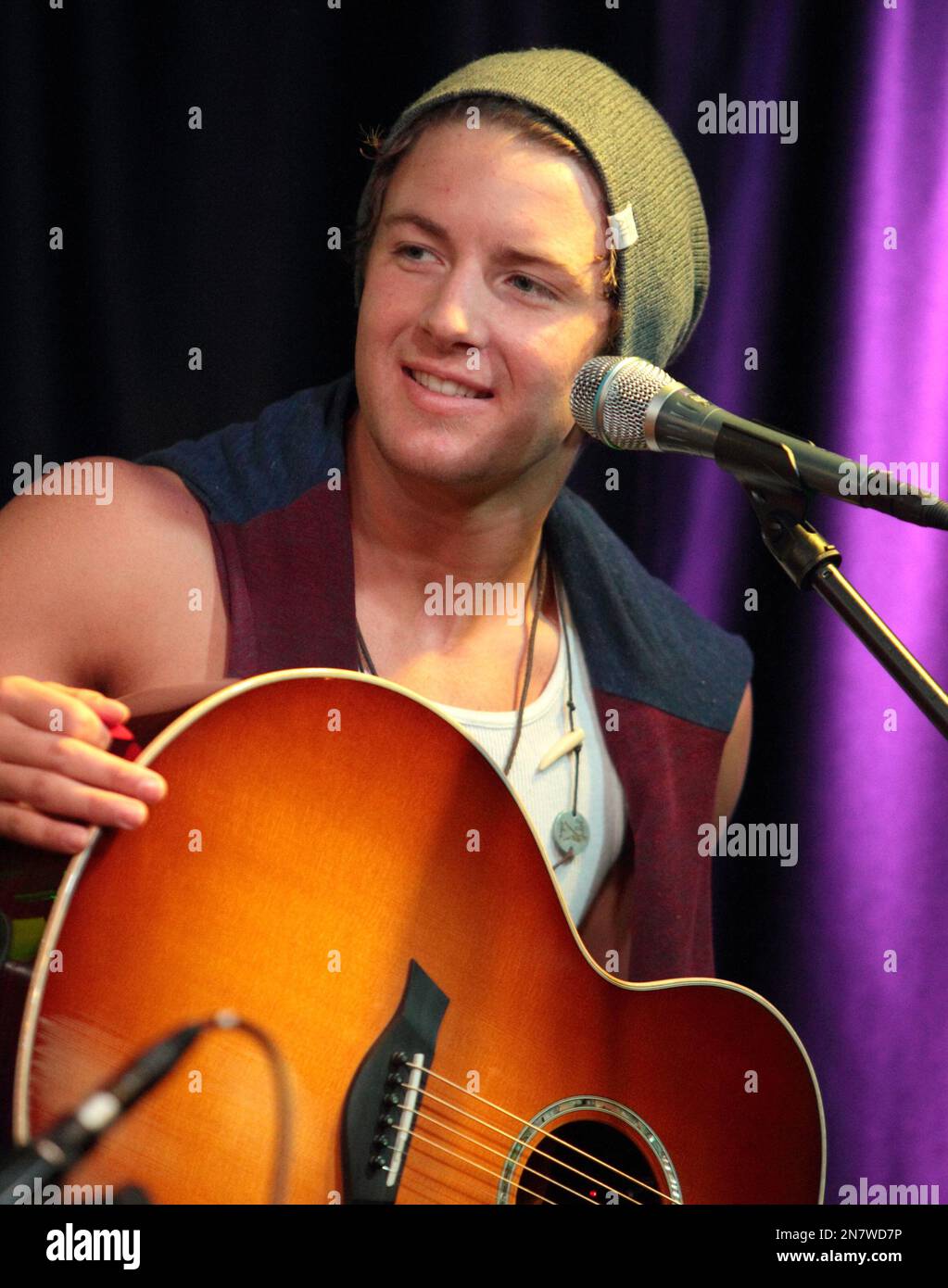 Drew Chadwick of the pop music band Emblem3 visits radio station Q102 ...