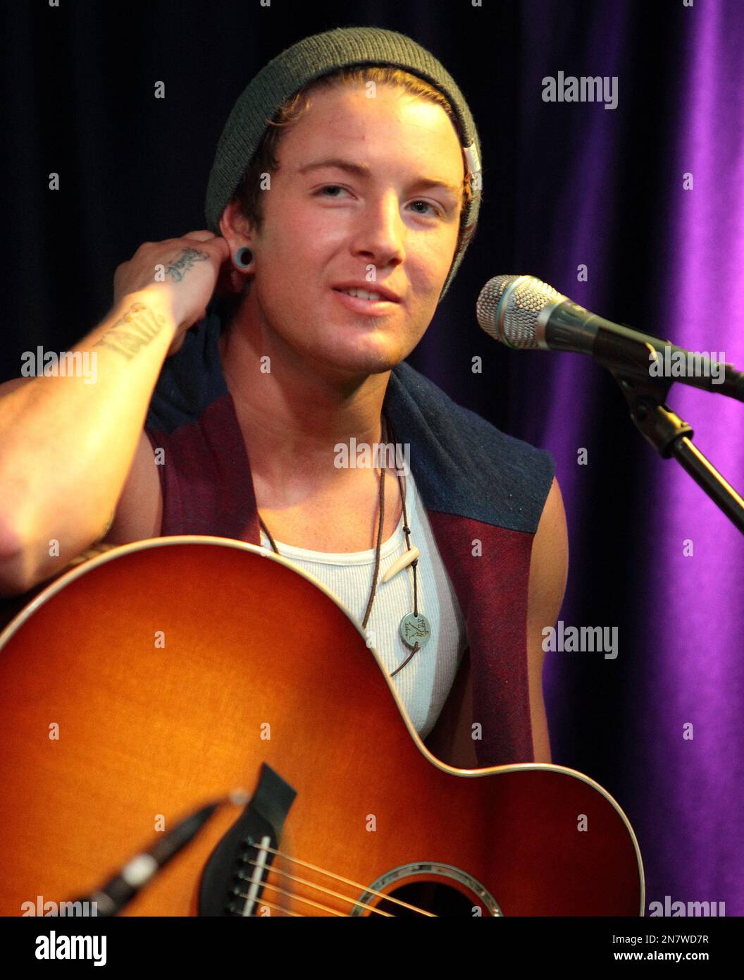Drew Chadwick of the pop music band Emblem3 visits radio station Q102 ...