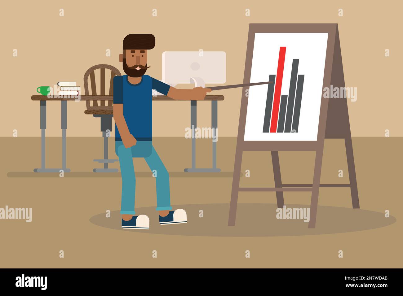 Man pointing chart showing Stock Vector Images - Alamy