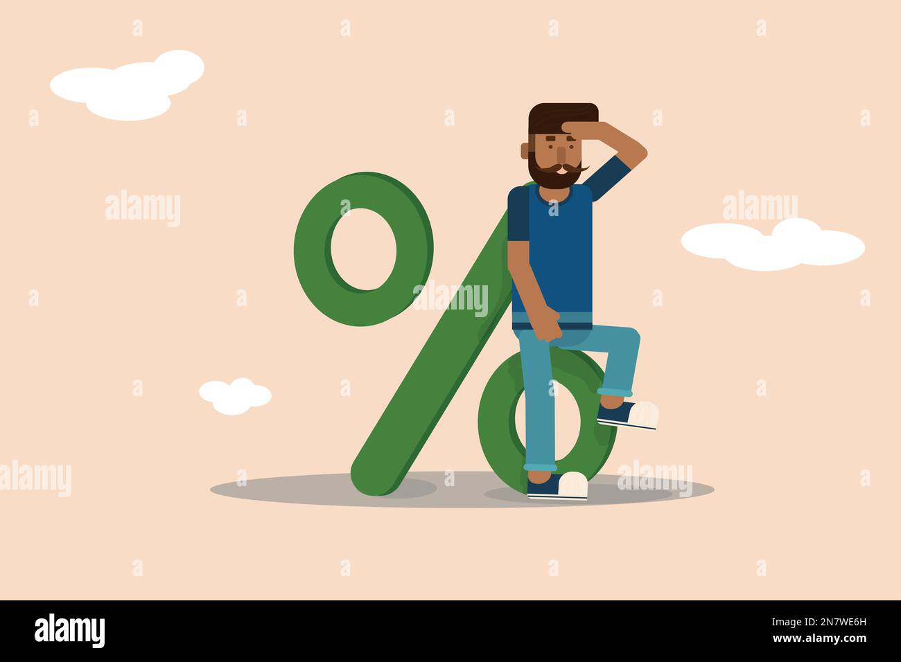 a man sitting on percent sign business illustration Stock Vector Image ...