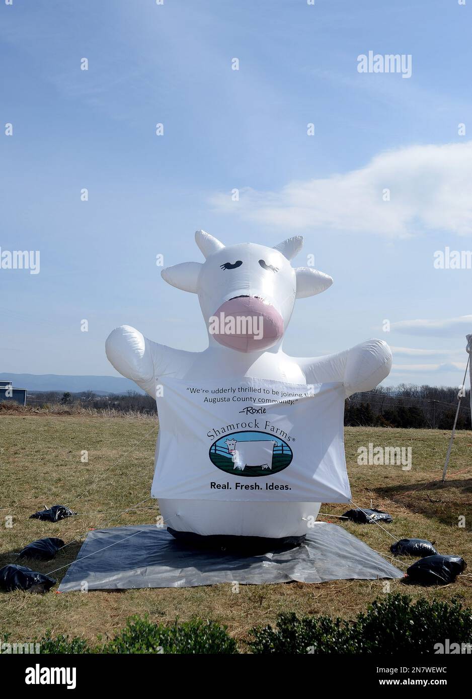 An inflatable Roxie is seen at the August County Groundbreaking Event ...