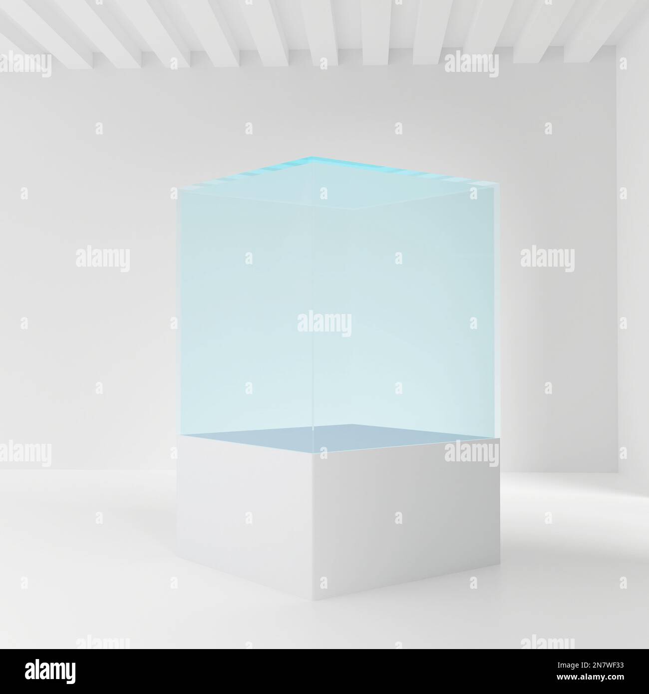 Glass showcase in the shape of a cube for presentation Stock Photo - Alamy