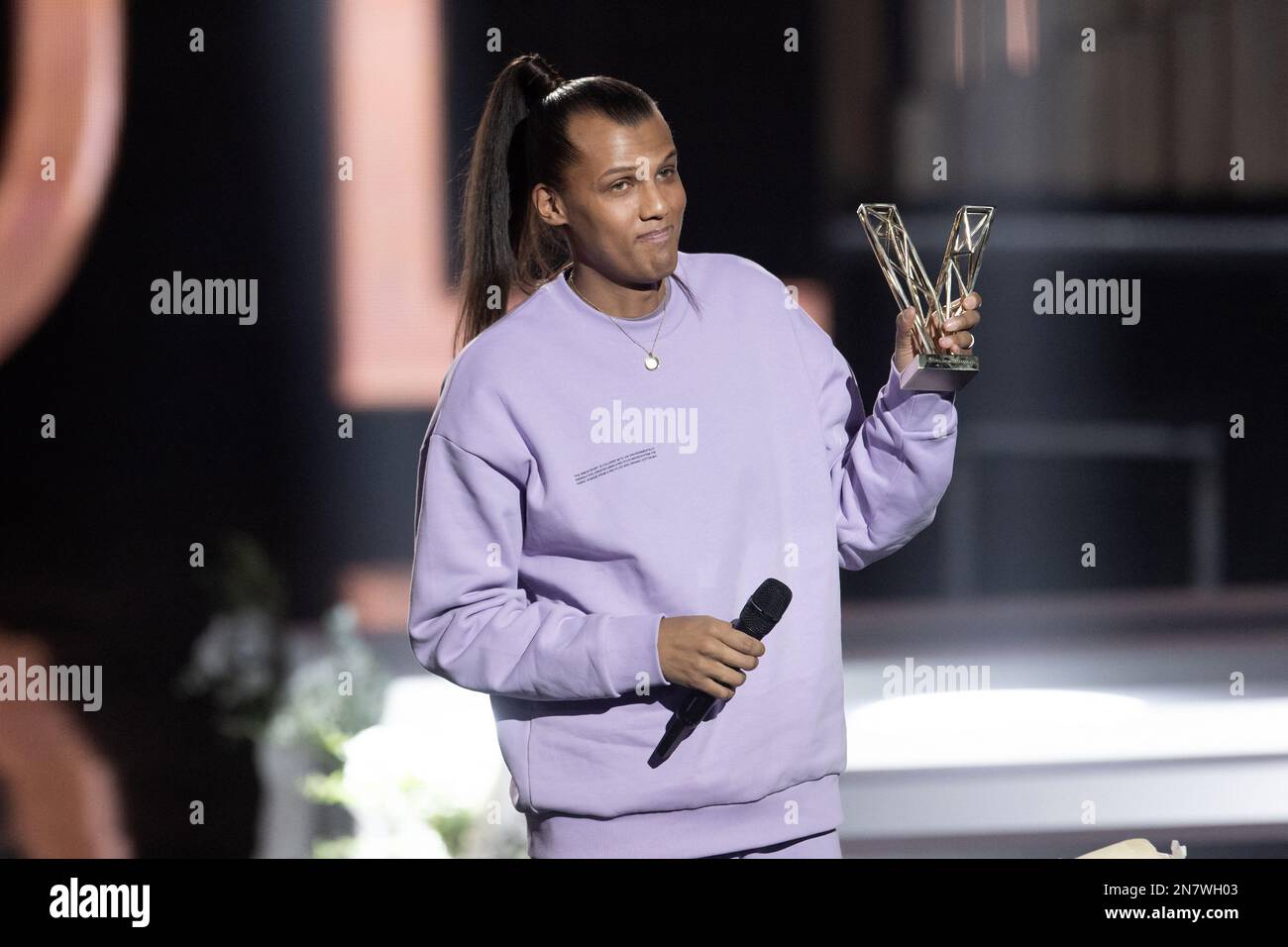 Stromae receives the Best Male Artist award during the 38th Victoires ...