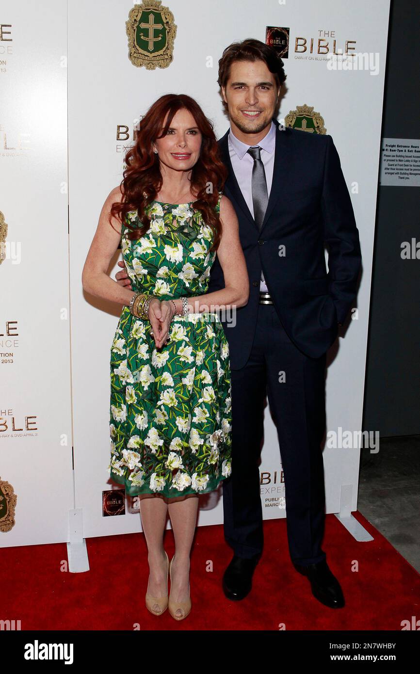 Producer and Actress Roma Downey and actor Diogo Morgado pose on the ...