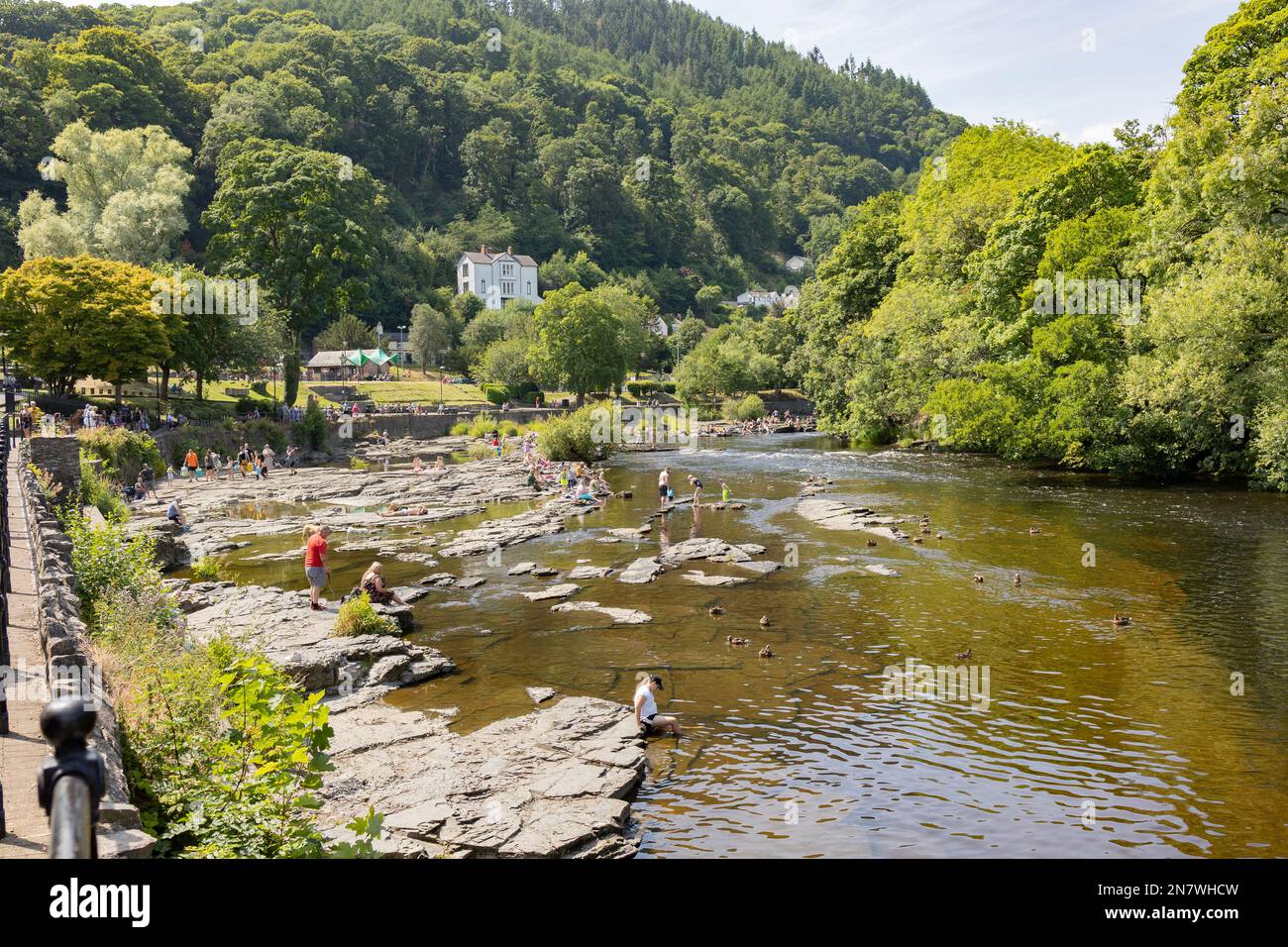 Llangollen Wales united kingdom July 16 2022 , tourists and locals ...