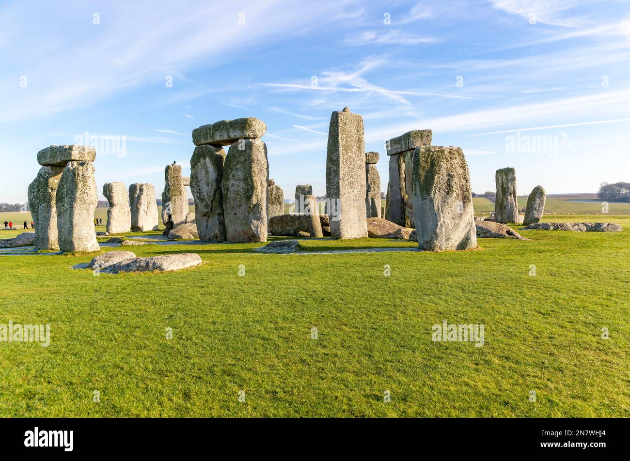 Standing stones of Neolithic henge, Stonehenge, Wiltshire, England, UK ...