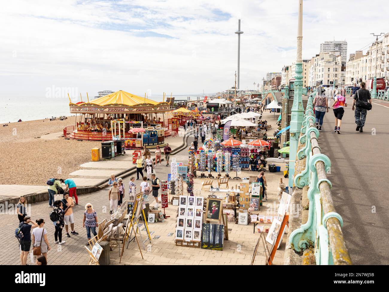 Brighton, united kingdom, 23, August 2022 Brighton beach seafront walk ...