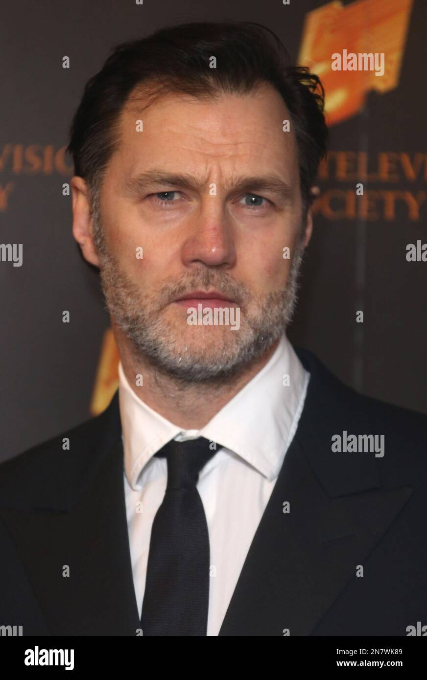 British actor David Morrissey arrives for the Royal Television Society ...